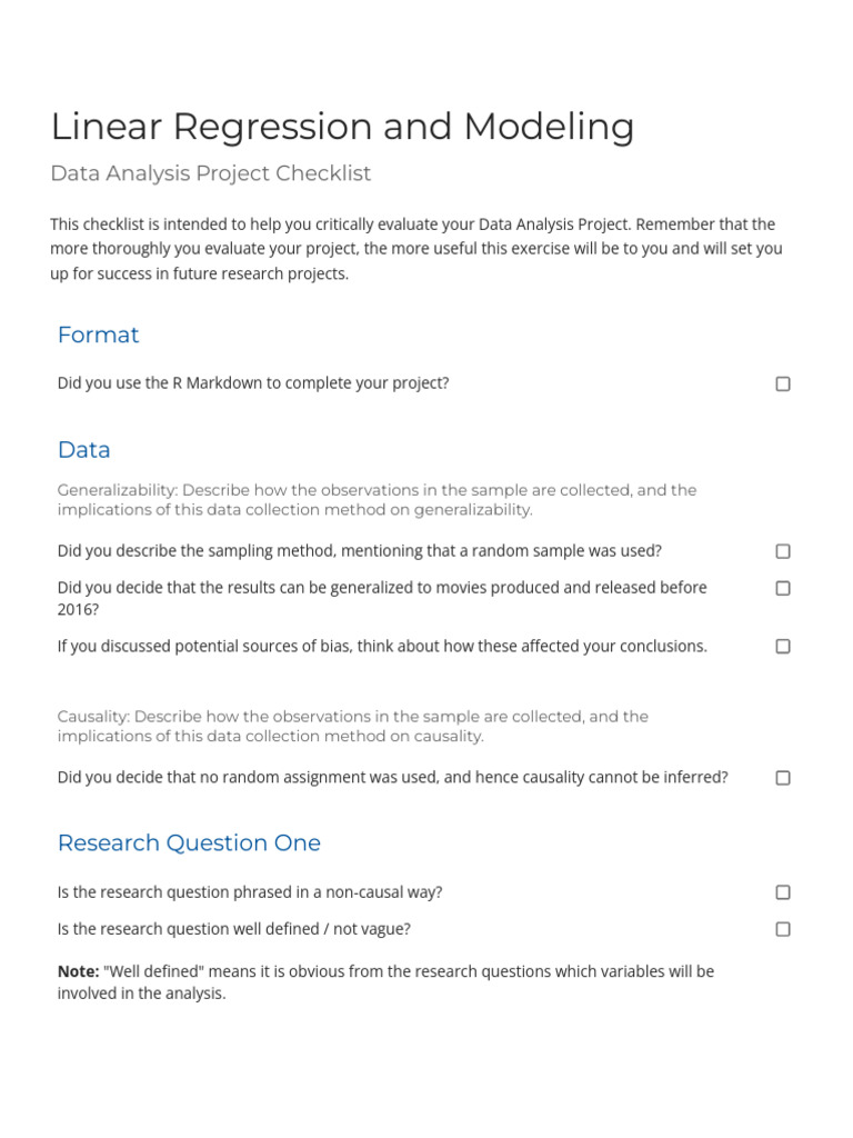 UDo3LFIpSgO6NyxSKRoDJw Linear Regression Data Analysis Checklist | PDF | Statistics | Regression ...