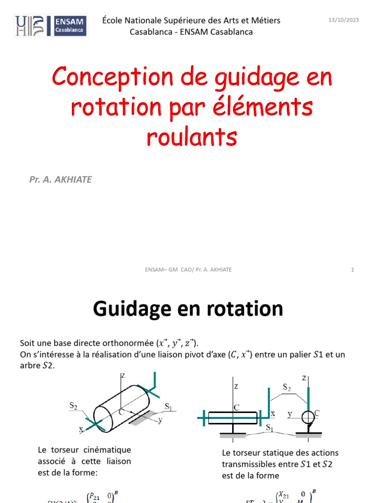 Conception de guidage en rotation | PDF | Palier (mécanique) | Science ...