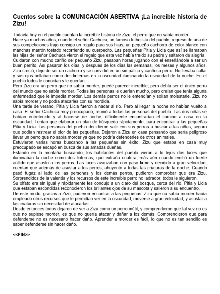 Cuentos Sobre La Comunicación Asertiva | PDF