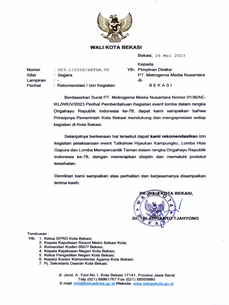 Contoh Surat Rekomendasi | PDF