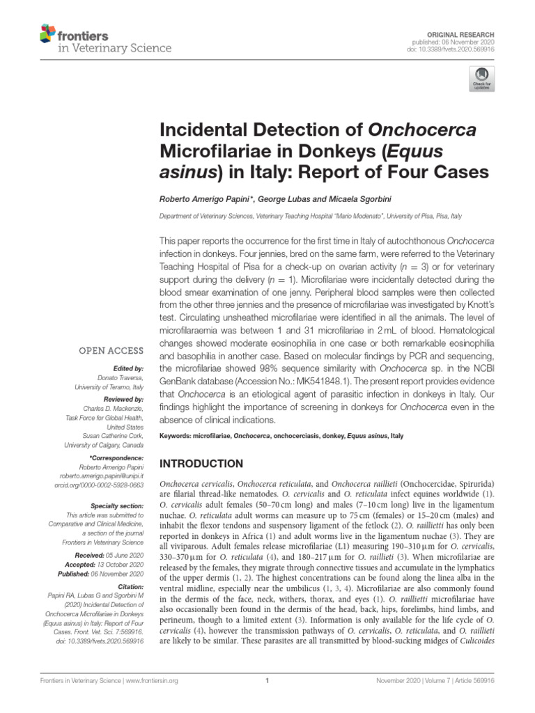 Incidental Detection of Onchocerca | PDF | White Blood Cell | Blood