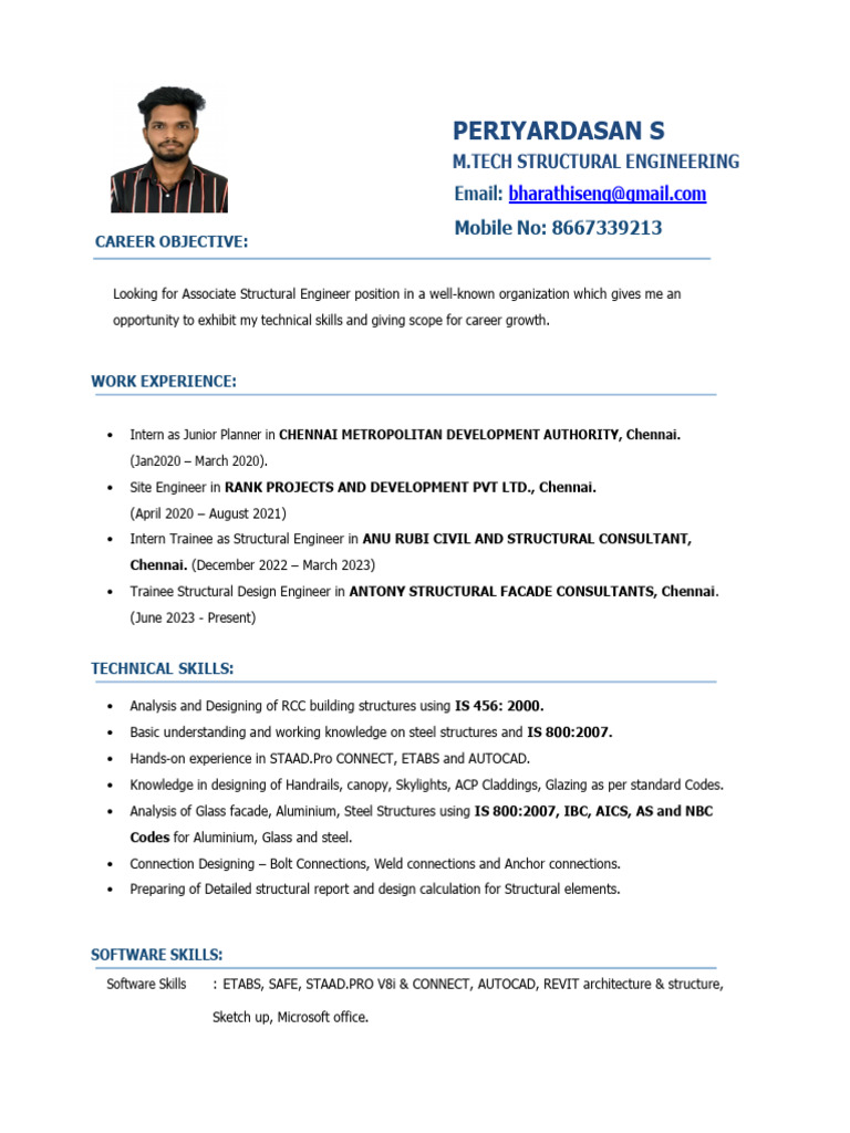 Periyardasan Resume | PDF | Structural Engineering | Cognition