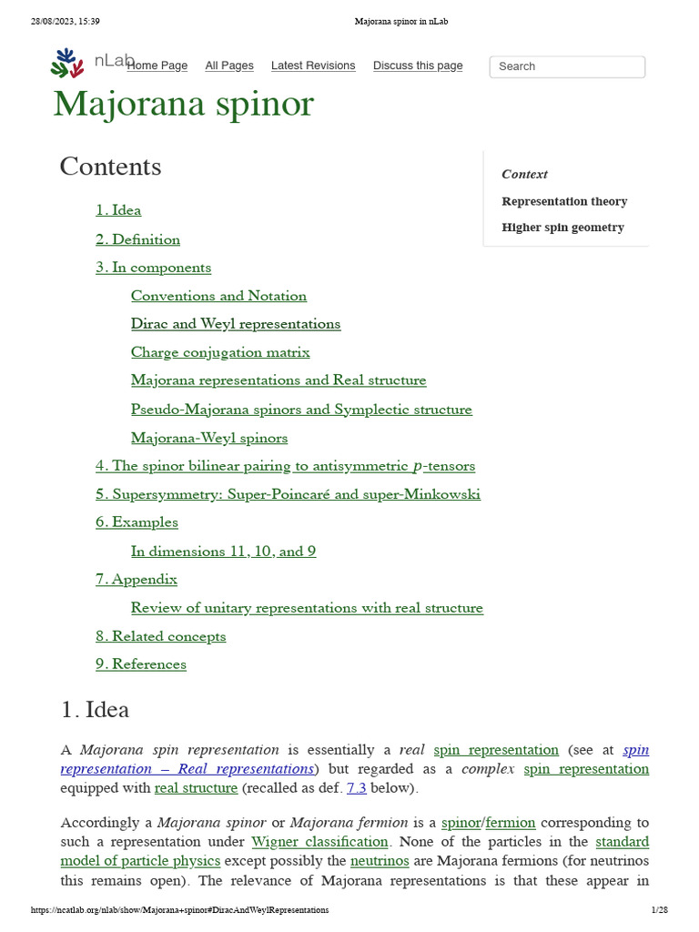 Majorana Spinor in Nlab | Download Free PDF | Spin (Physics) | Matrix ...