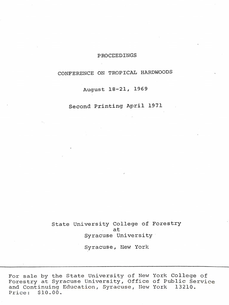 Chudnoff 1969 Research Needs. Conference On Tropical Hardwoods | PDF ...