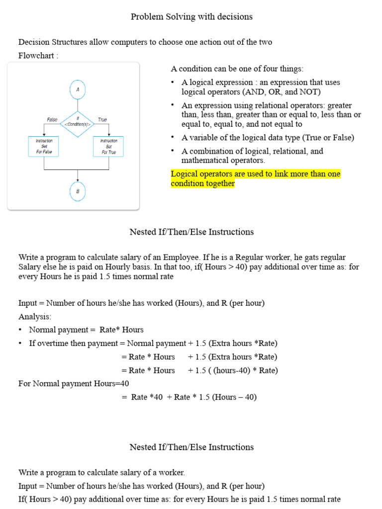 Lect 8 Problem Solving With Decision Making | PDF | Algorithms | Logic