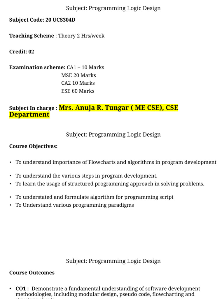 PLD Unit 1.1 | PDF | Programming | Computer Program