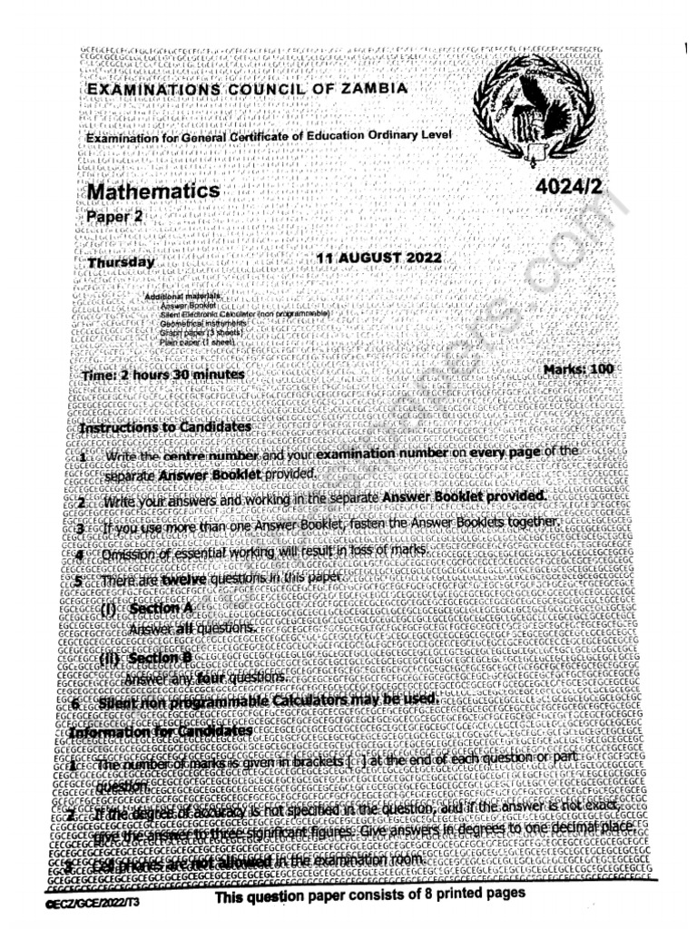g12 Maths Paper 2 2022 Gce | PDF