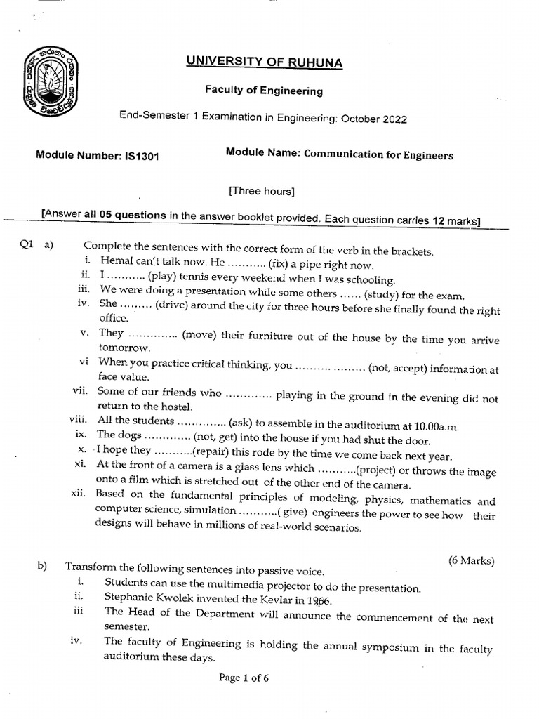 Communication For Engineers (2022 - October) | PDF