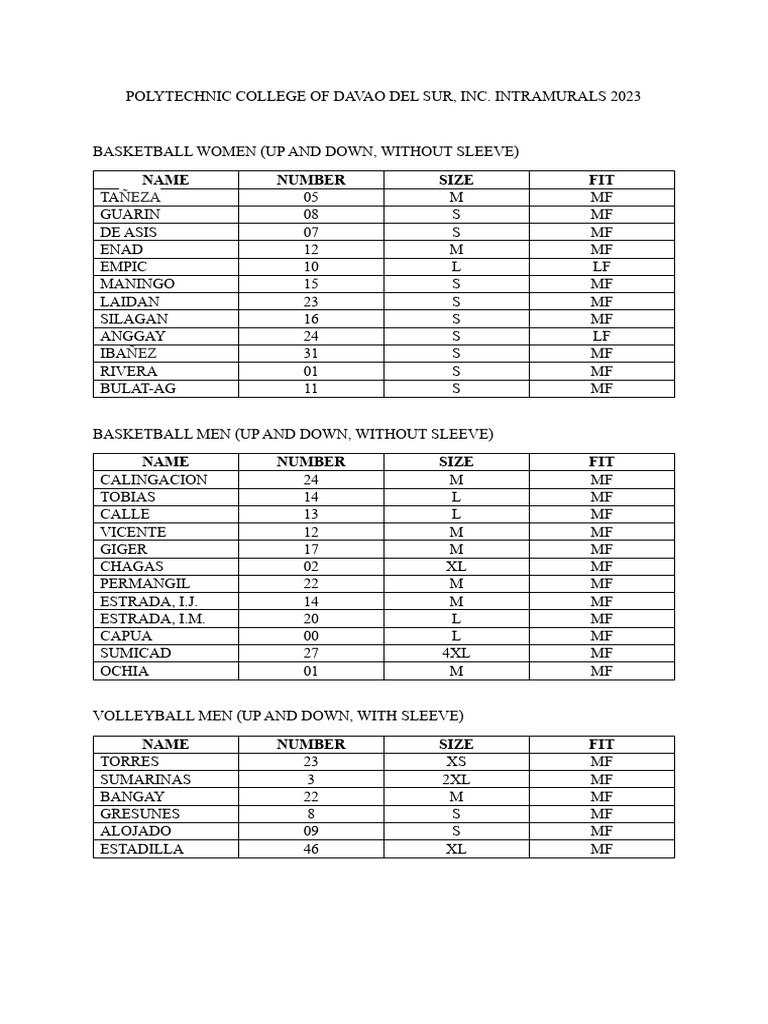 Intrams T Shirts and Jersey | PDF