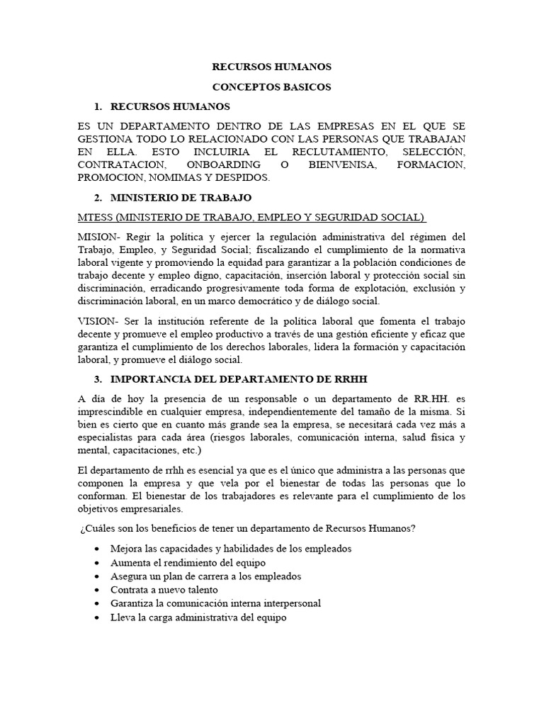 Recursos Humanos | PDF | Gestión de recursos humanos | Economias