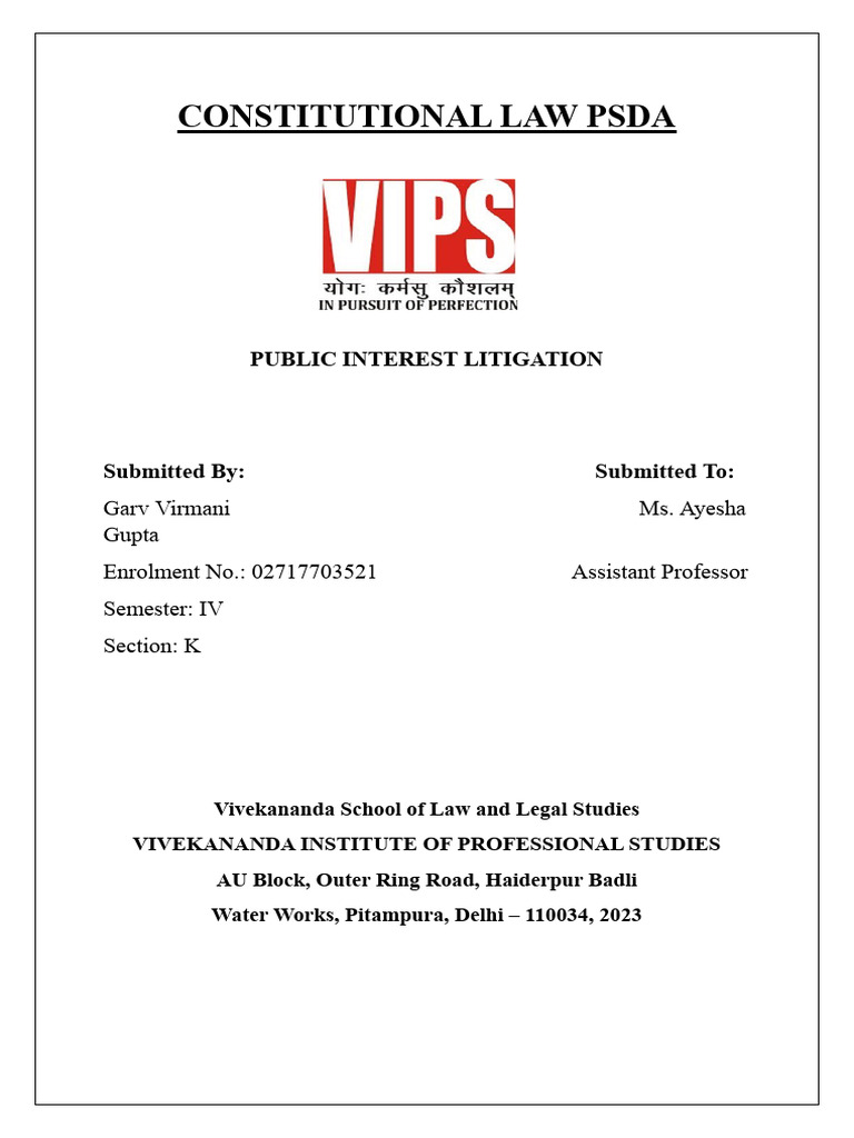 Constitutional Law PSDA - GARV VIRMANI | PDF | Lawsuit | Justice