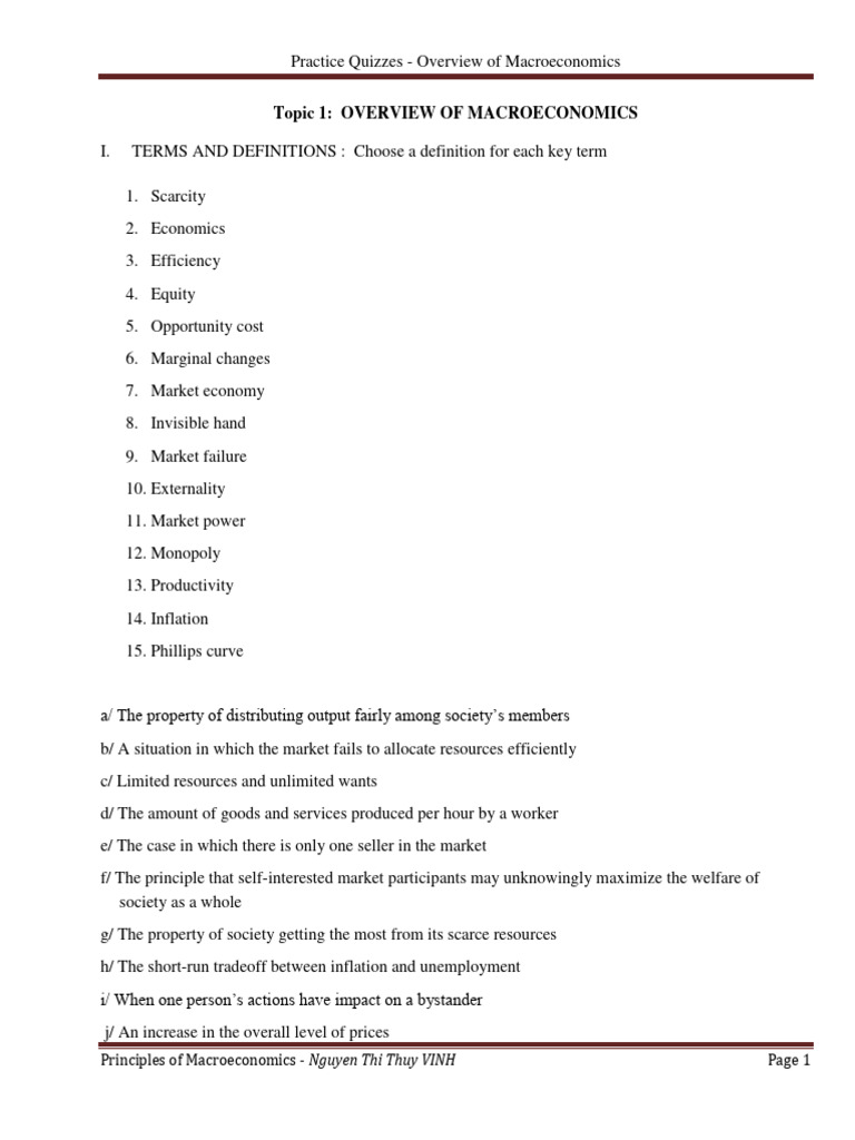 Practice Quizzes Topic 1-C1 - 2 | PDF | Macroeconomics | Economics