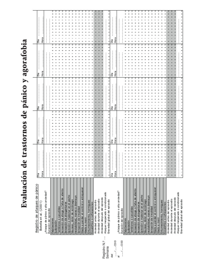 Registro Ataque de Pánico | PDF | Ataque de pánico | Trastorno de pánico