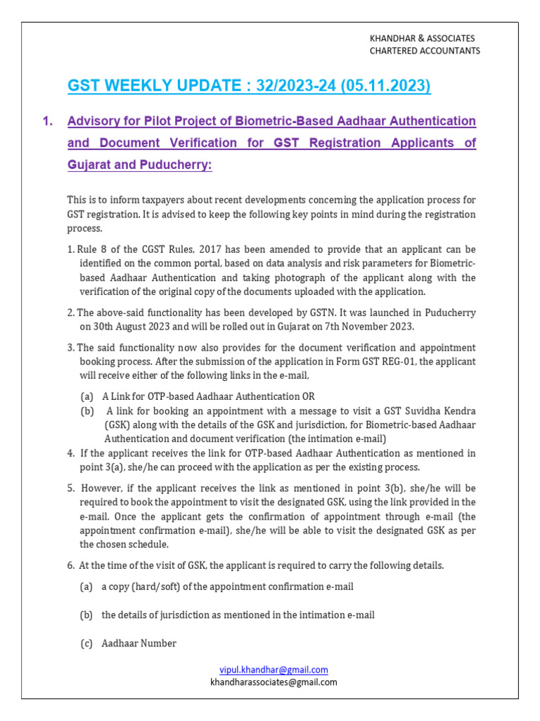 GST Weekly Update - 32-2023-24 | PDF | Authentication | Government