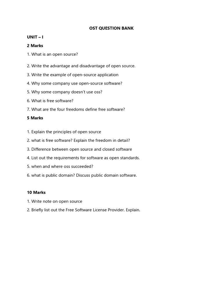 OST Questions | PDF | Free Software | Computer Science