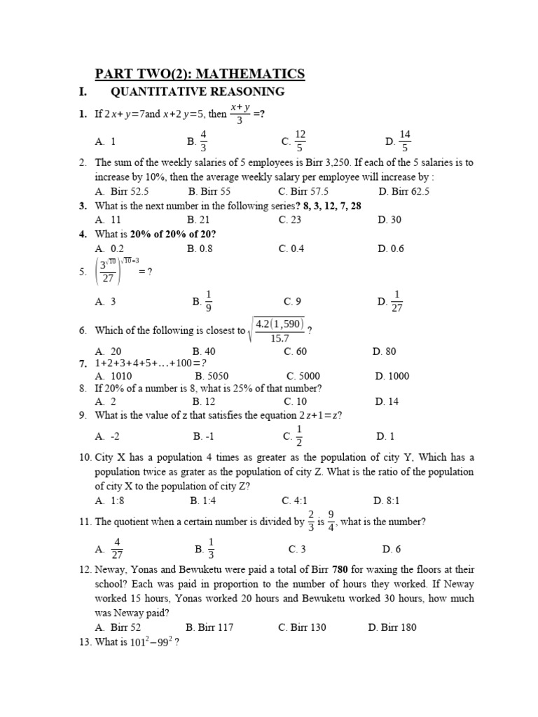 Sat Exam | PDF | Mathematics