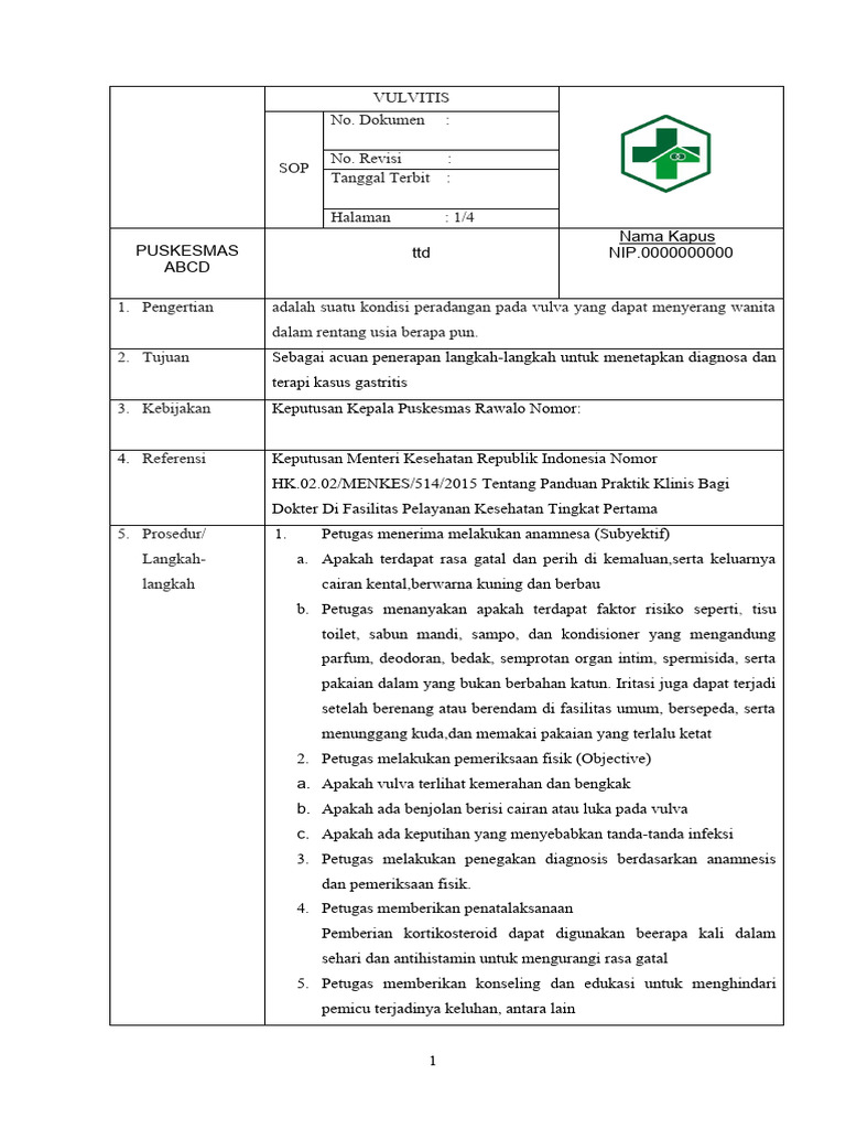 Sop Vulvitis 2023 D | PDF