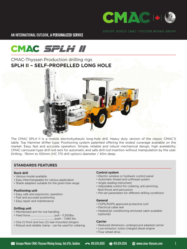CMAC SPLH II Drill Rig Specs | PDF | Drill | Pump
