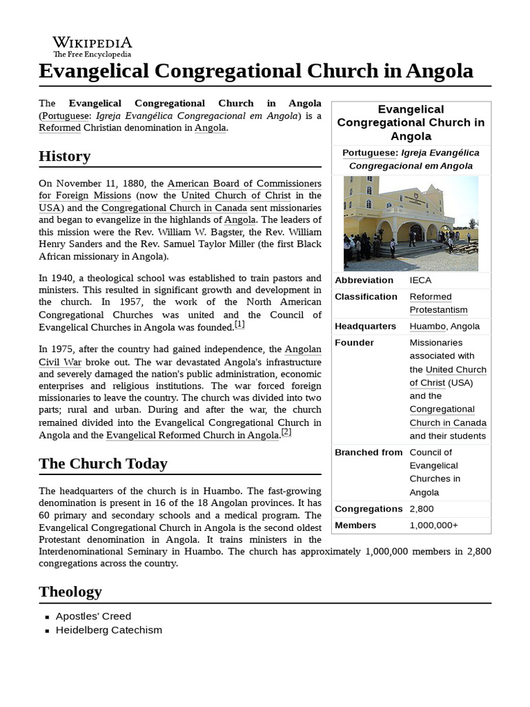 Evangelical Congregational Church in Angola | PDF | Abrahamic Religions ...