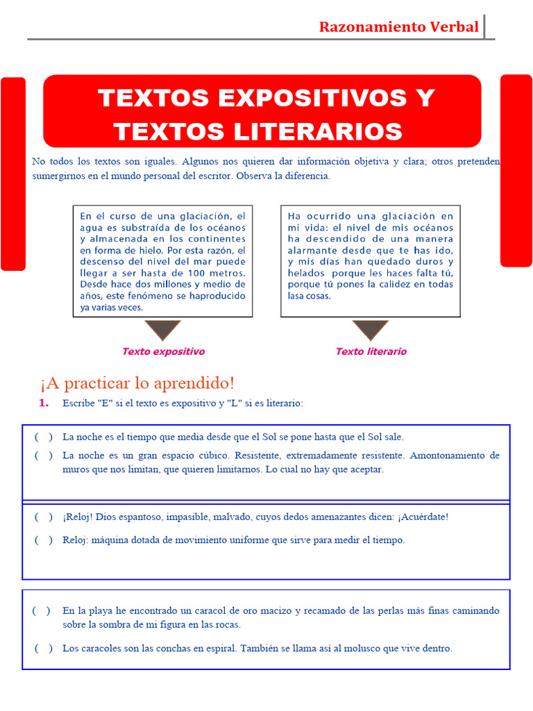 Diferencias entre textos expositivos y literarios | PDF | Ficción ...