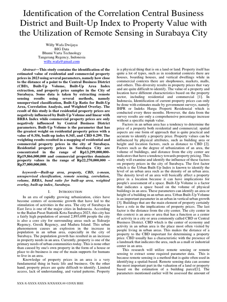 Identification of The Correlation Central Business District and Built ... Identification of The Correlation Central Business District and Built ...