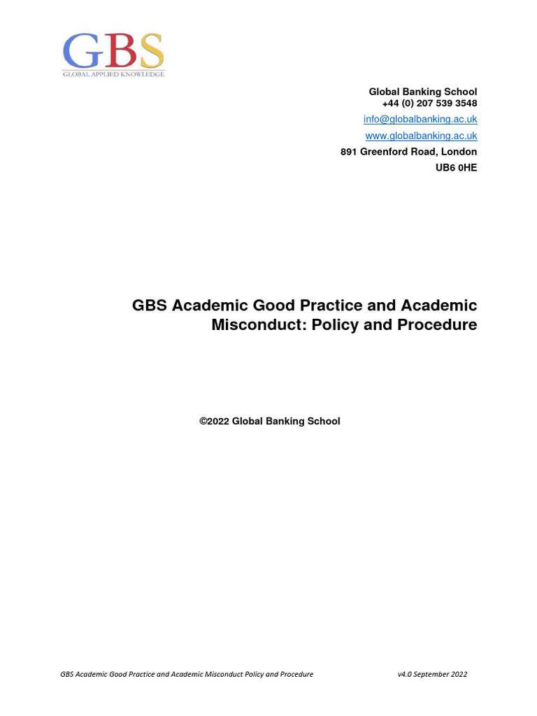 GBS Student Disciplinary Policy Overview | PDF | Academic Dishonesty ...