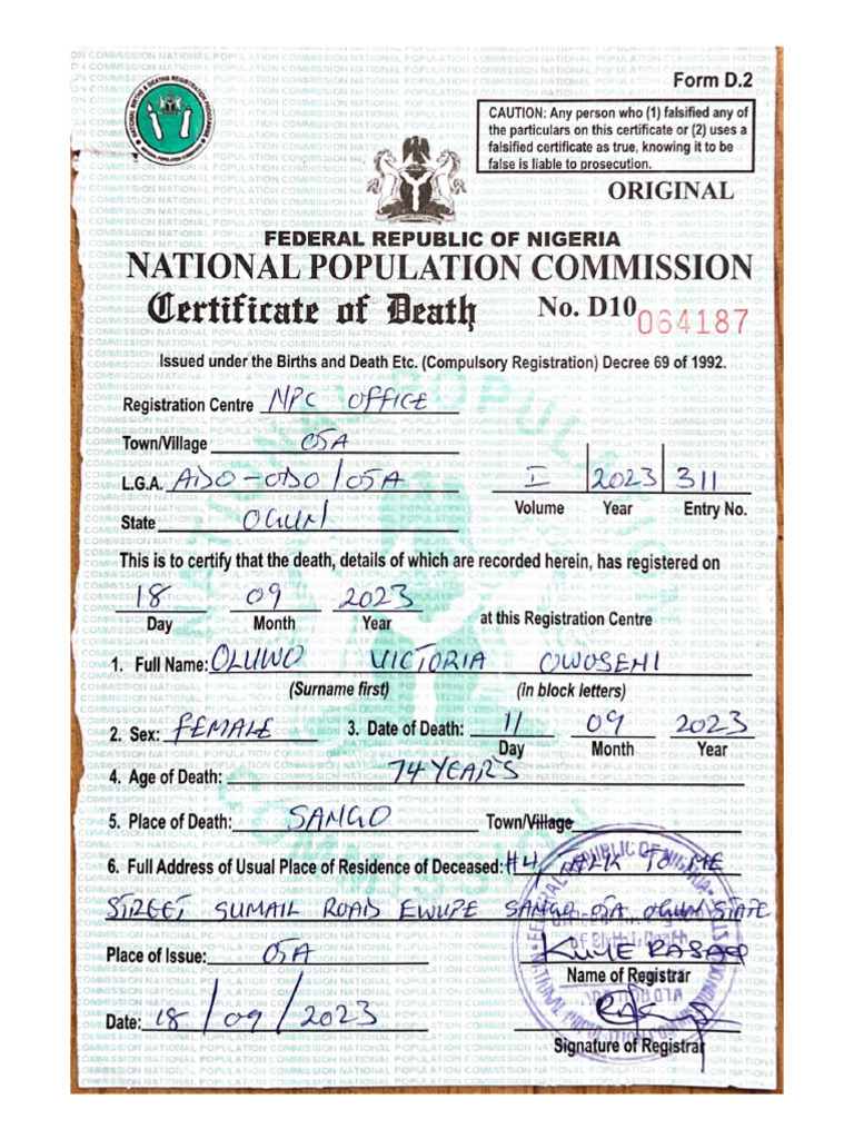 Form D.2 3N6W73 | PDF