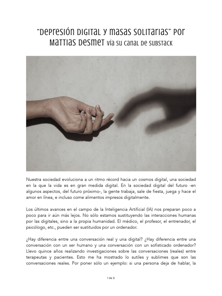 Depresión Digital y Aislamiento Social | PDF | Soledad | Depresión ...