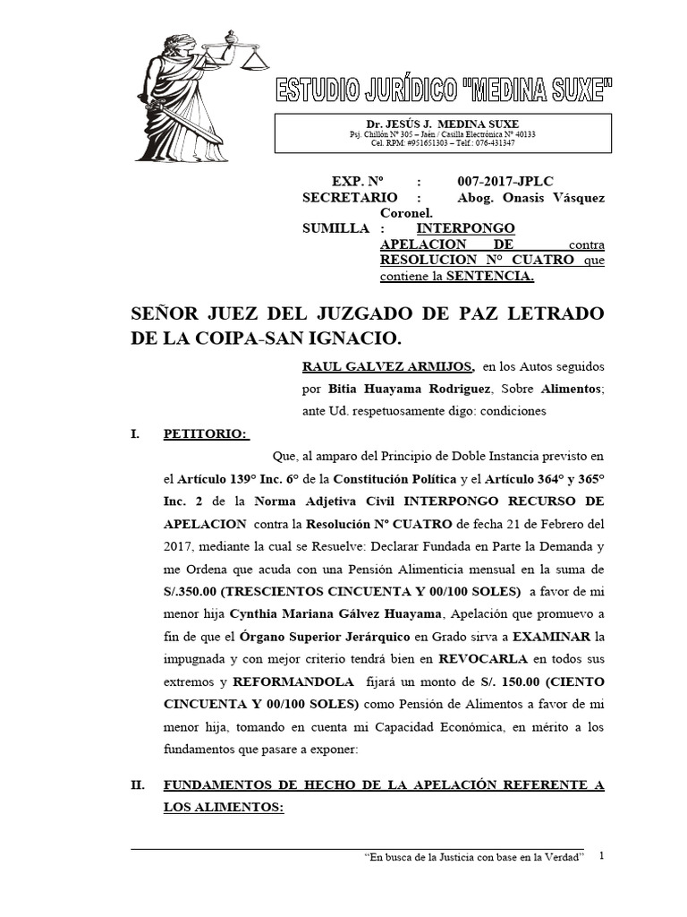 Armijos Apelacion | PDF | Apelación | Pensión alimenticia Armijos Apelacion | PDF | Apelación | Pensión alimenticia
