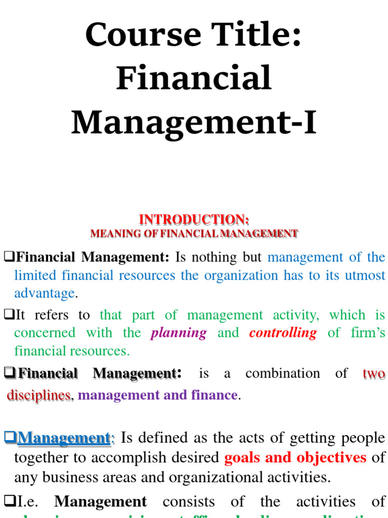 Financial Management I CH 1 - 6 | PDF | Equity (Finance) | Interest