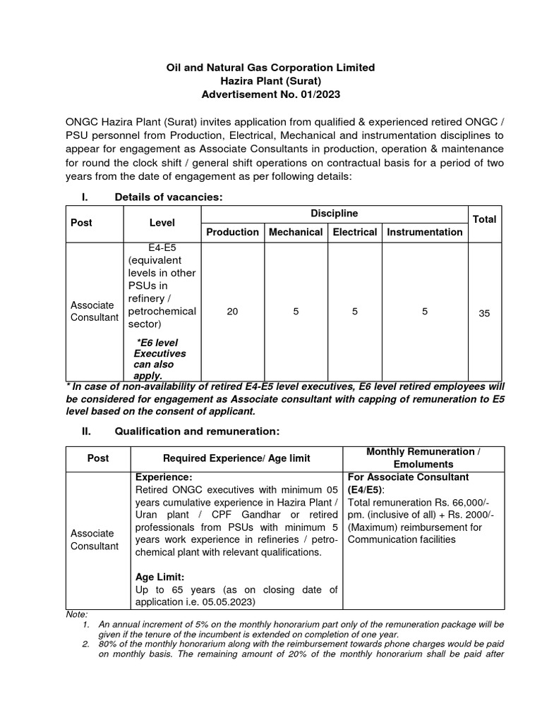 Retired ONGC Consultants Needed | PDF | Safety | Business