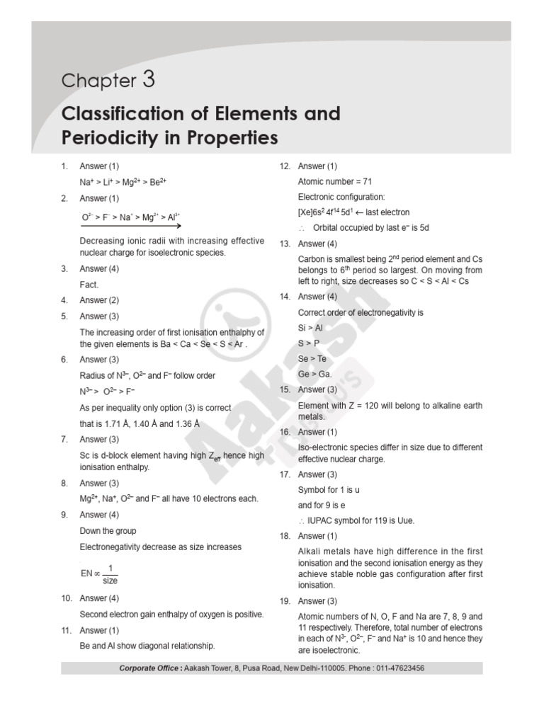 C - Sol - Ch-03 - Classification of Elements and Periodicity in ...