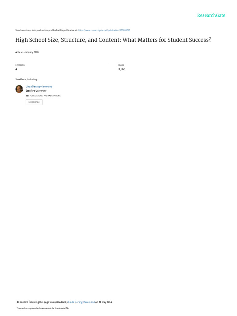 High School Size Structure and Content What Matter | PDF | Curriculum ...