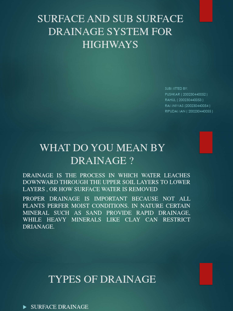 Surface and Sub Surface Drainage System For Highways | PDF | Drainage | Earth Sciences
