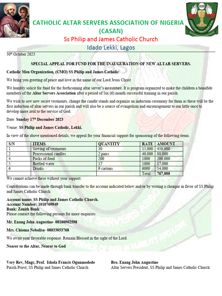Catholic Altar Servers Association of Nigeria | PDF | Altar | Catholic Church