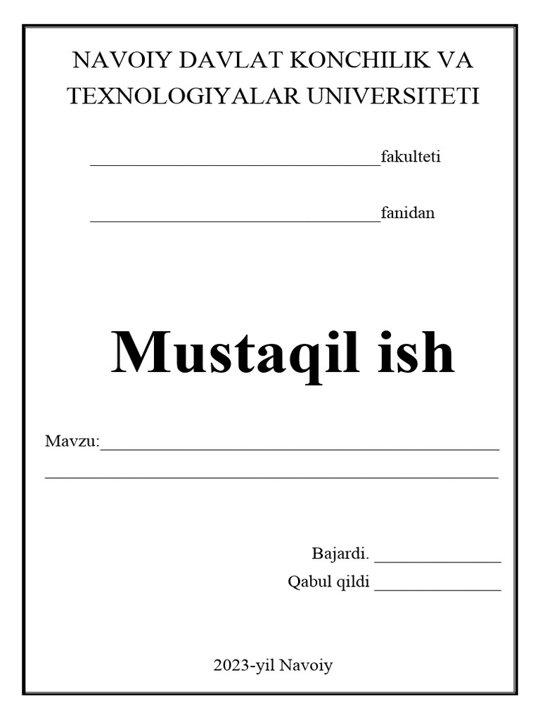 Mustaqil Ish Yuzi | PDF