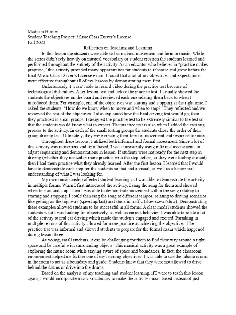 Reflection On Teaching and Learning STP | PDF | Learning | Teachers