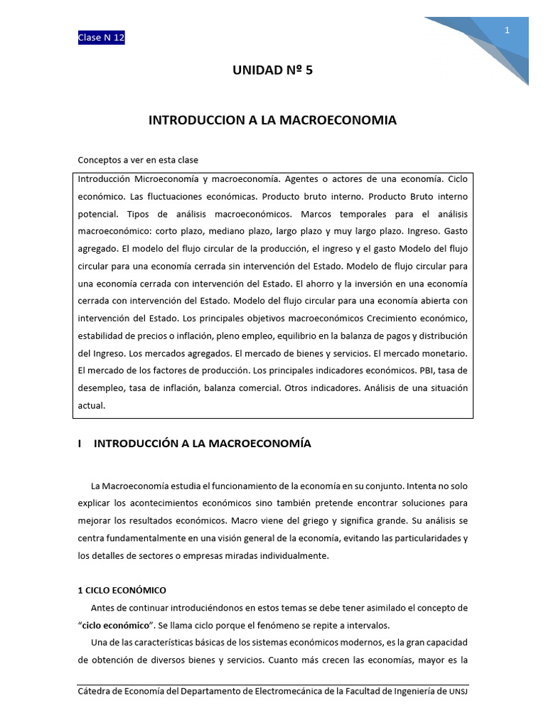 Clase 12 Introduccion A La Macroeconomía | PDF | Macroeconómica | Inflación