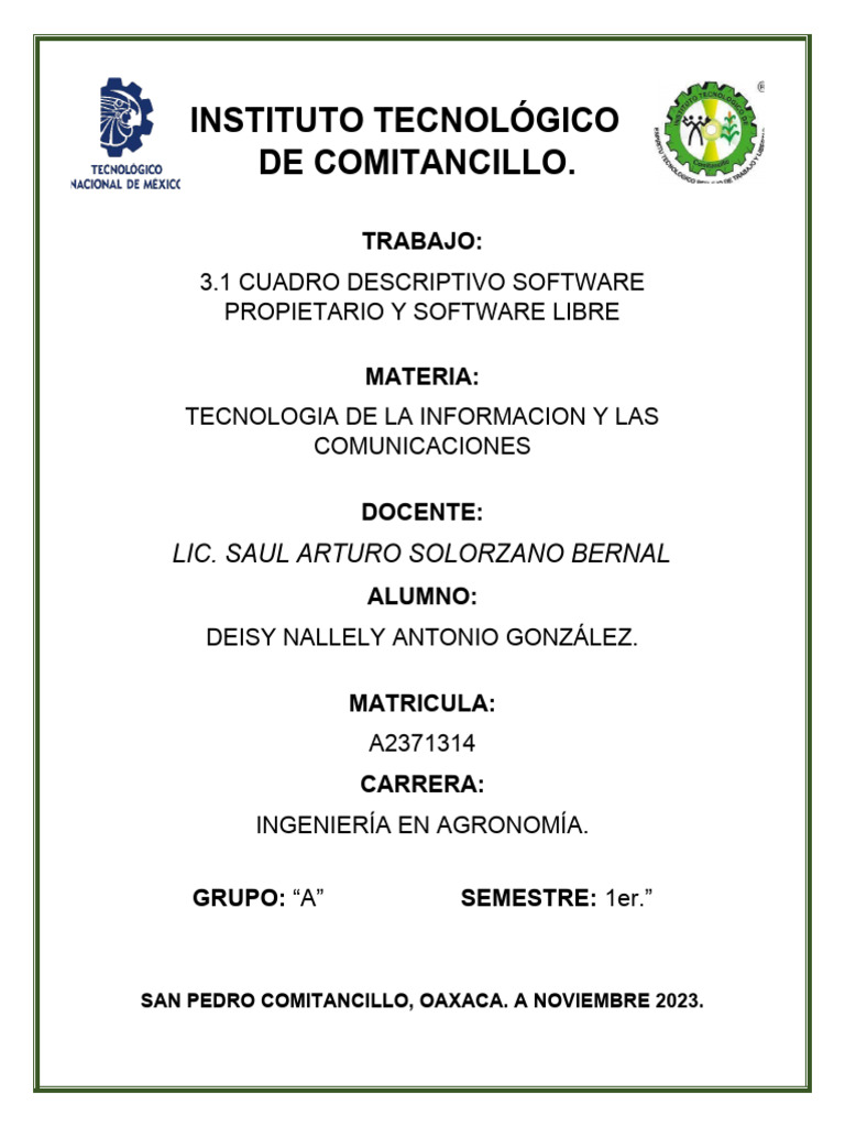 ACTIVIDAD 3.1 TICS Deysi | PDF | Software propietario | Software