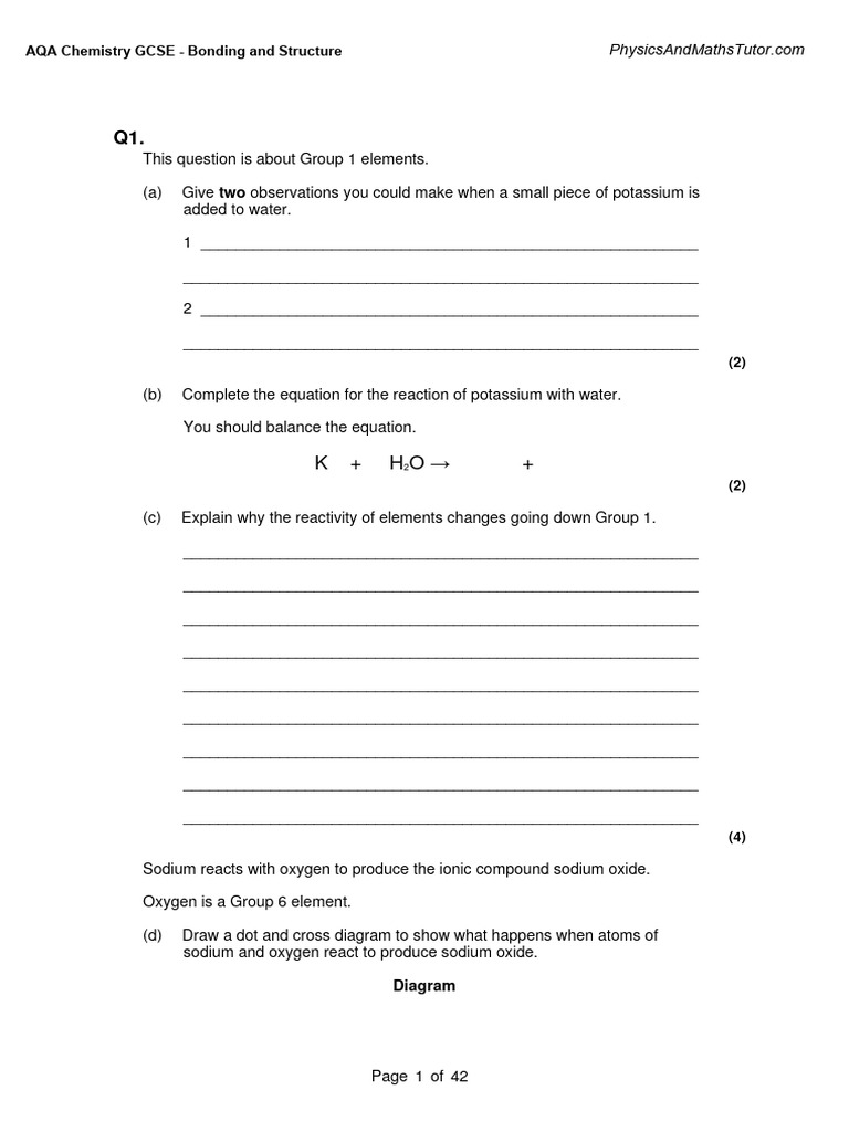 GCSE Chemistry: Group 1 & 7 Elements | PDF | Chlorine | Aluminium