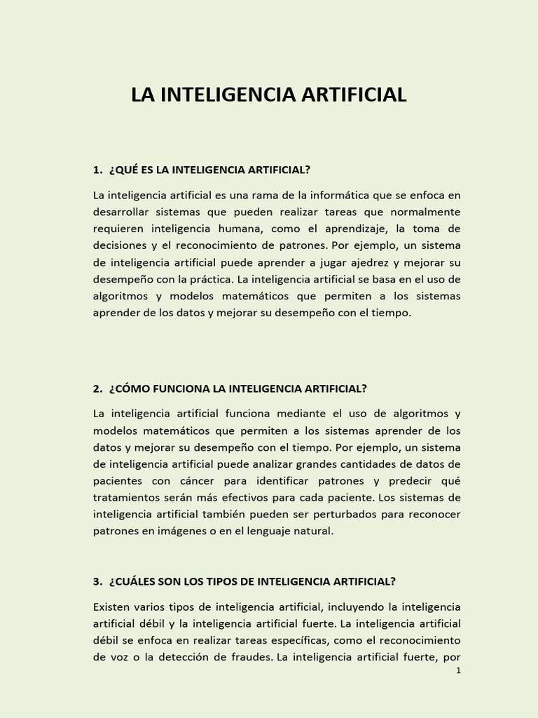Introducción a la Inteligencia Artificial | PDF | Inteligencia ...