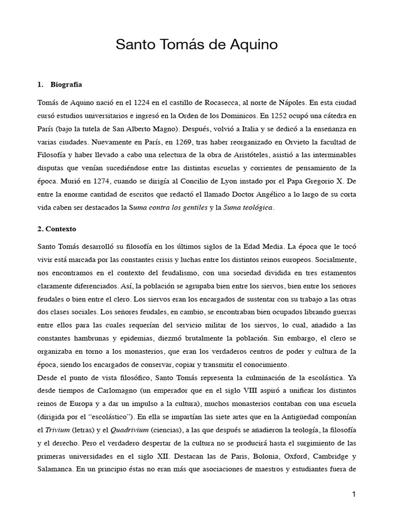 Santo Tomas de Aquino | PDF | Tomás de Aquino | Aristóteles