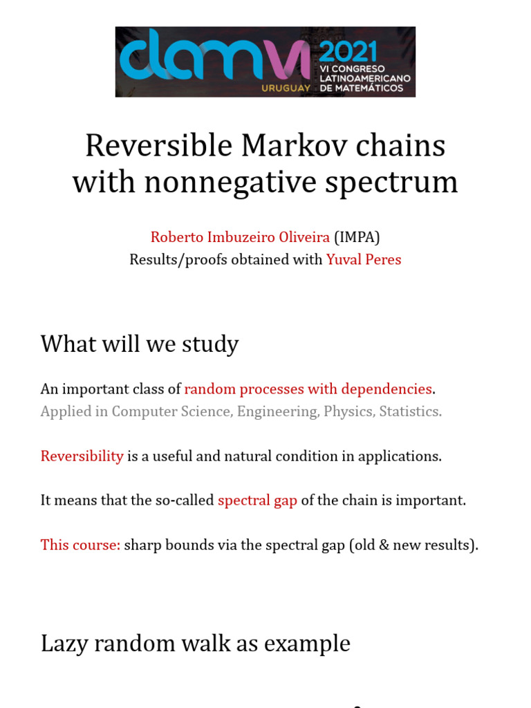 Reversible Markov Chains & Spectral Gap | PDF | Markov Chain | Eigenvalues And Eigenvectors