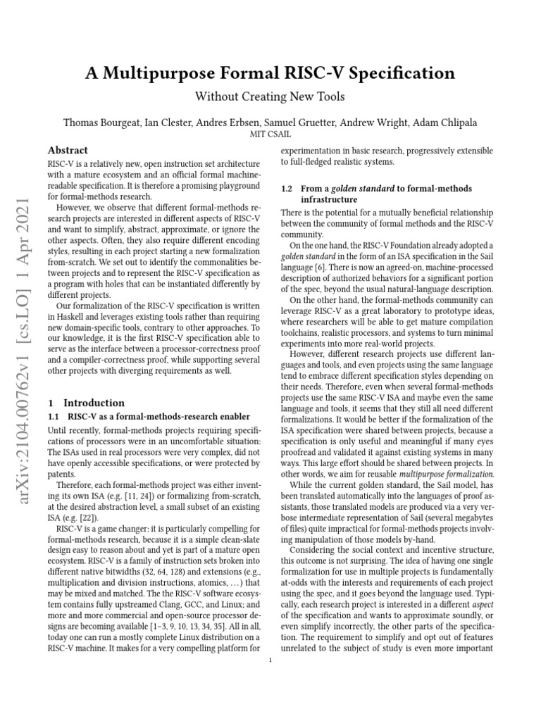AMultipurpose Formal RISC-V Specification | PDF | Integer (Computer ...