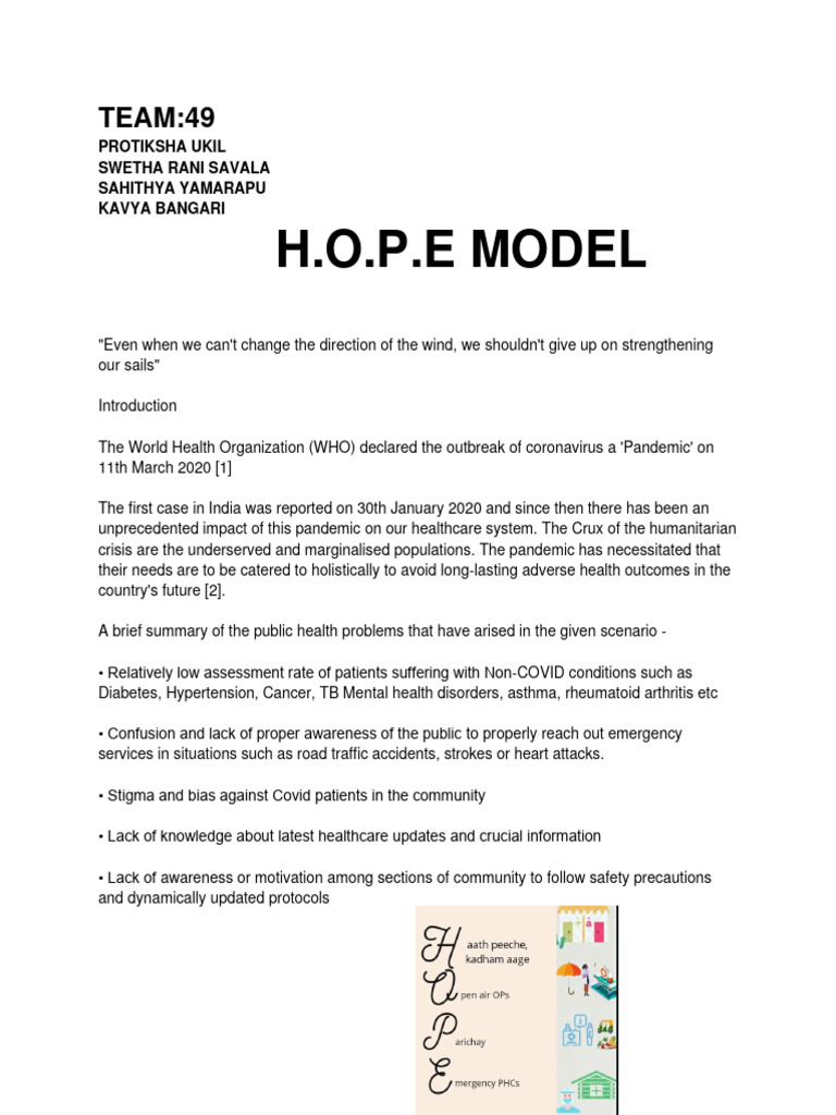 HOPE Model - Ideas Tackling 2020 Pandemic by Gandhi Medical College, Hyderabad Students | PDF ...