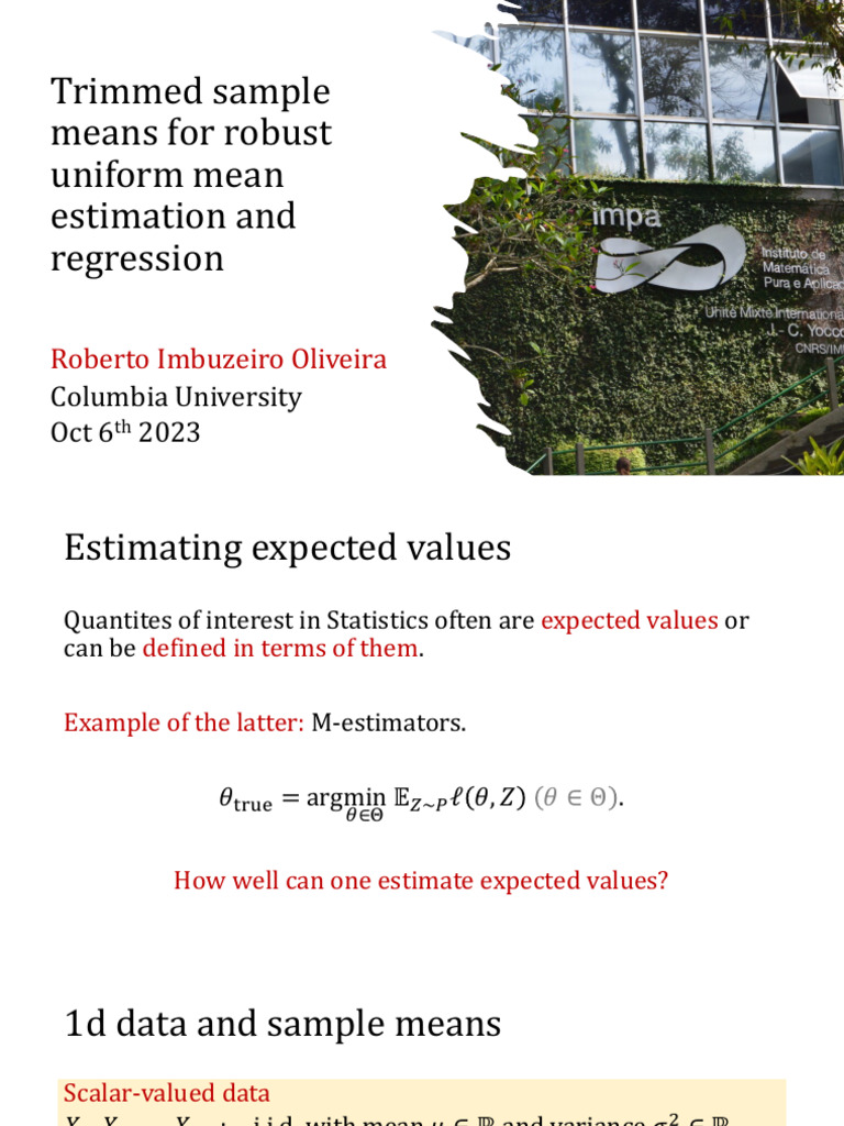 Trimmed Sample Means For Uniform Mean Estimation and Regression | PDF ...
