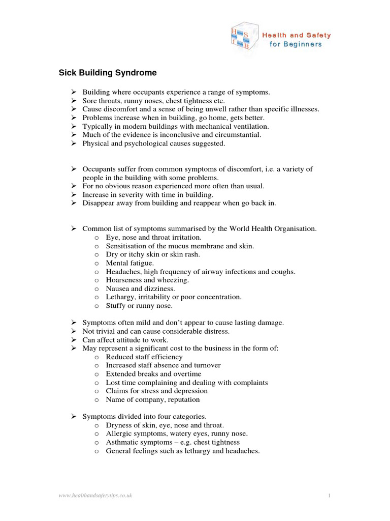 Sick Building Syndrome Revision Pdf Ventilation Architecture