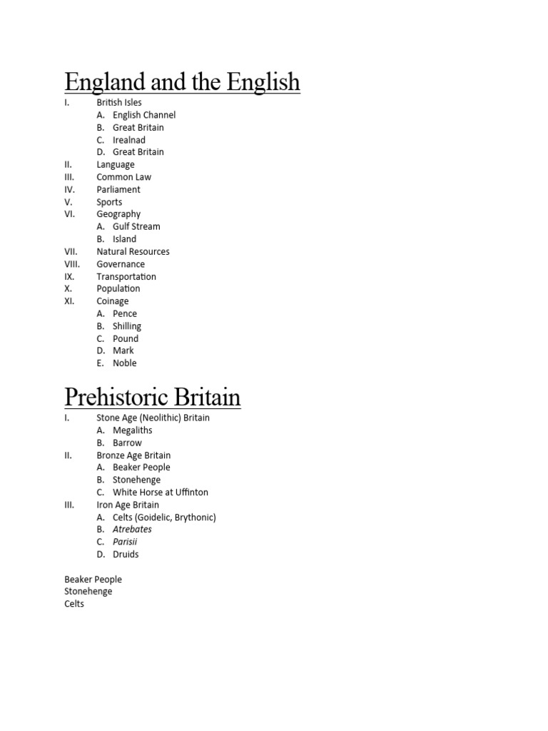 HIS201.01.England and The English - Outline | PDF