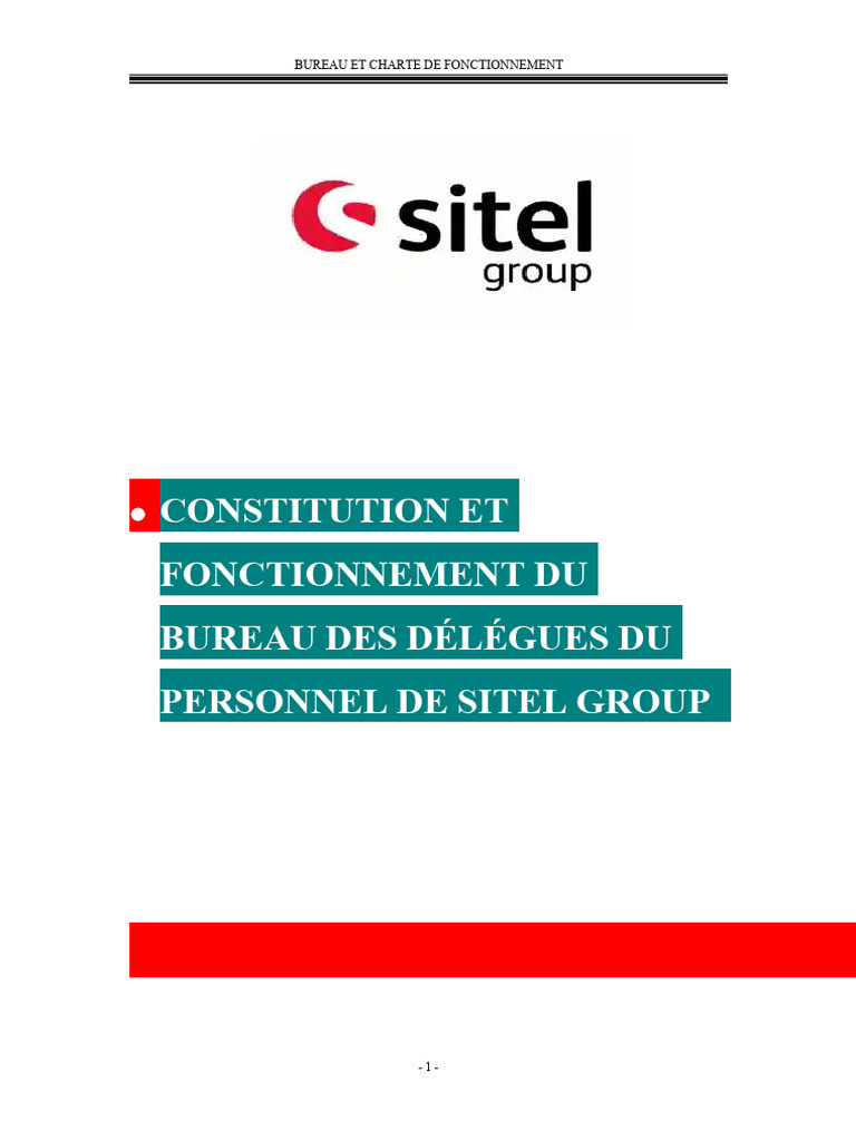Charte de Fonctionnement du Bureau Sitel | PDF | Évolution de carrière
