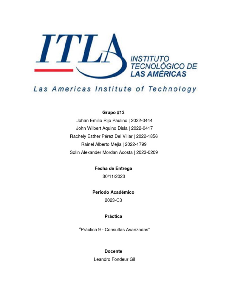 Práctica 9: Consultas Avanzadas PL/SQL | PDF | SQL | Pl / Sql